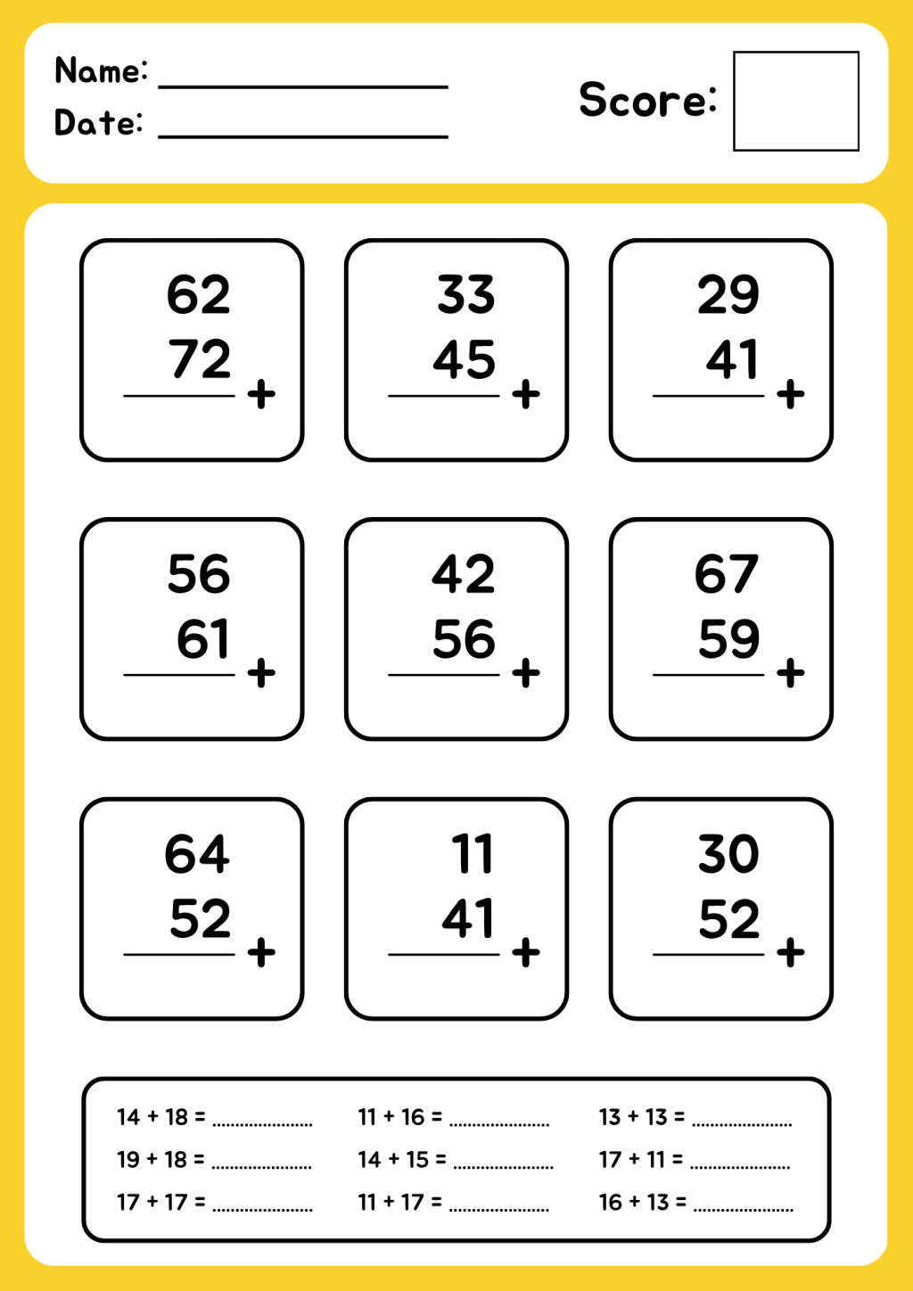 Download PDF of Two-Digit Addition Workbook for Grades 1 and 2 of ...